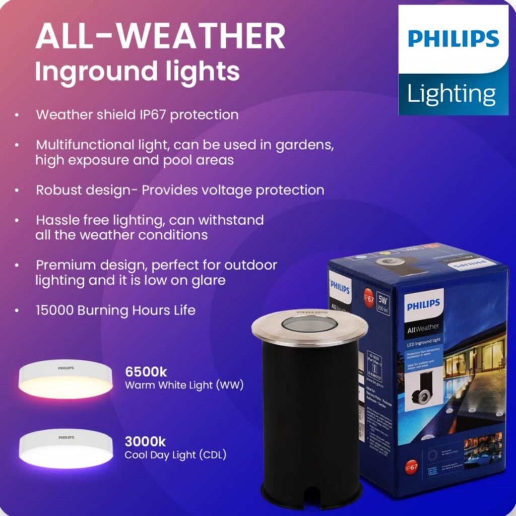 PHILIPS ALL WEATHER LED INGROUND LIGHT 3W IP67 WARM WHITE YELLOW PH1136 ...