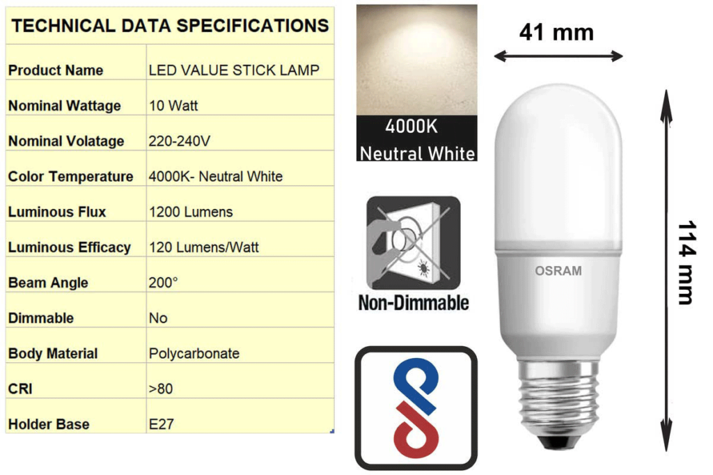 OSRAM LEDVANCE LED VALUE STICK 10W E27 CANDLE LAMP NEUTRAL WHITE 4000K – The Light Kart