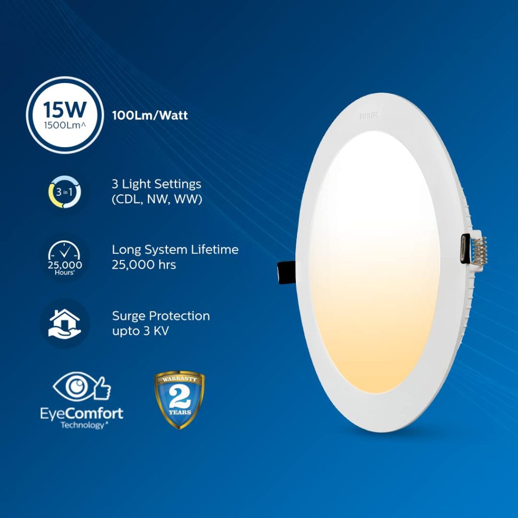 PHILIPS ULTRA GLOW 15 WATT LED RECESSED DOWNLIGHT ROUND MULTICOLOUR 3 ...
