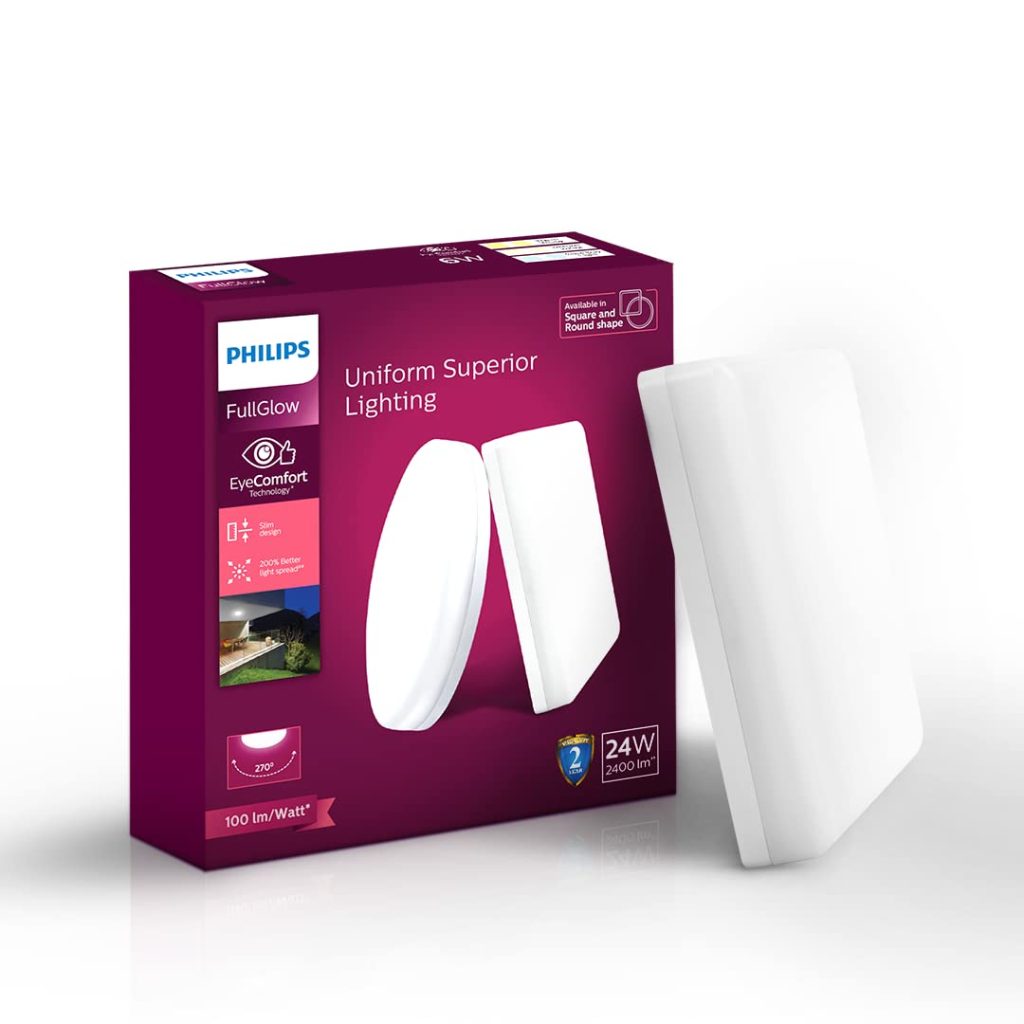 PHILIPS FULL GLOW SQUARE 24 WATT RIMLESS SURFACE CEILING LIGHT NATURAL WHITE PH1439 - The Light Kart
